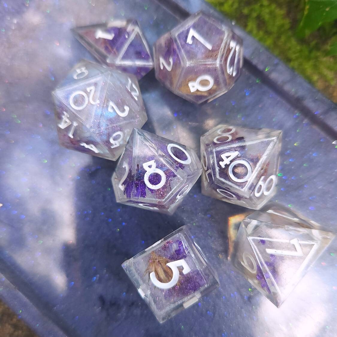 Dnd Dice Set Purple Blossom Terrarium clear Framed Caged - Etsy