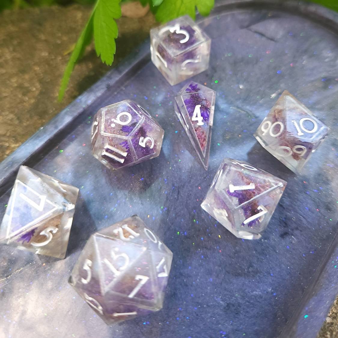 Dnd Dice Set Purple Blossom Terrarium clear Framed Caged - Etsy