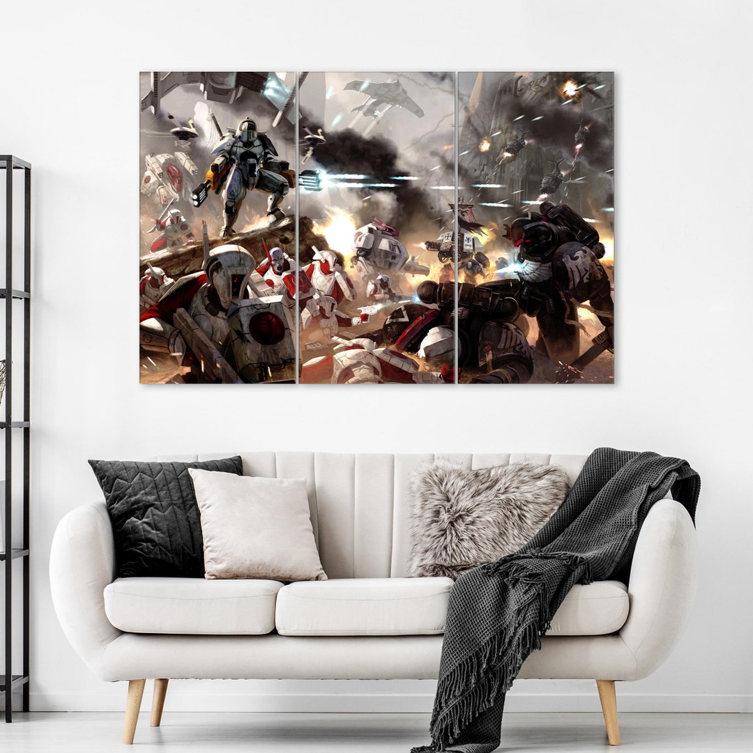 Tau Vs Raven Guard, Battle Art, Warhammer 40k Print, Space Marines ...