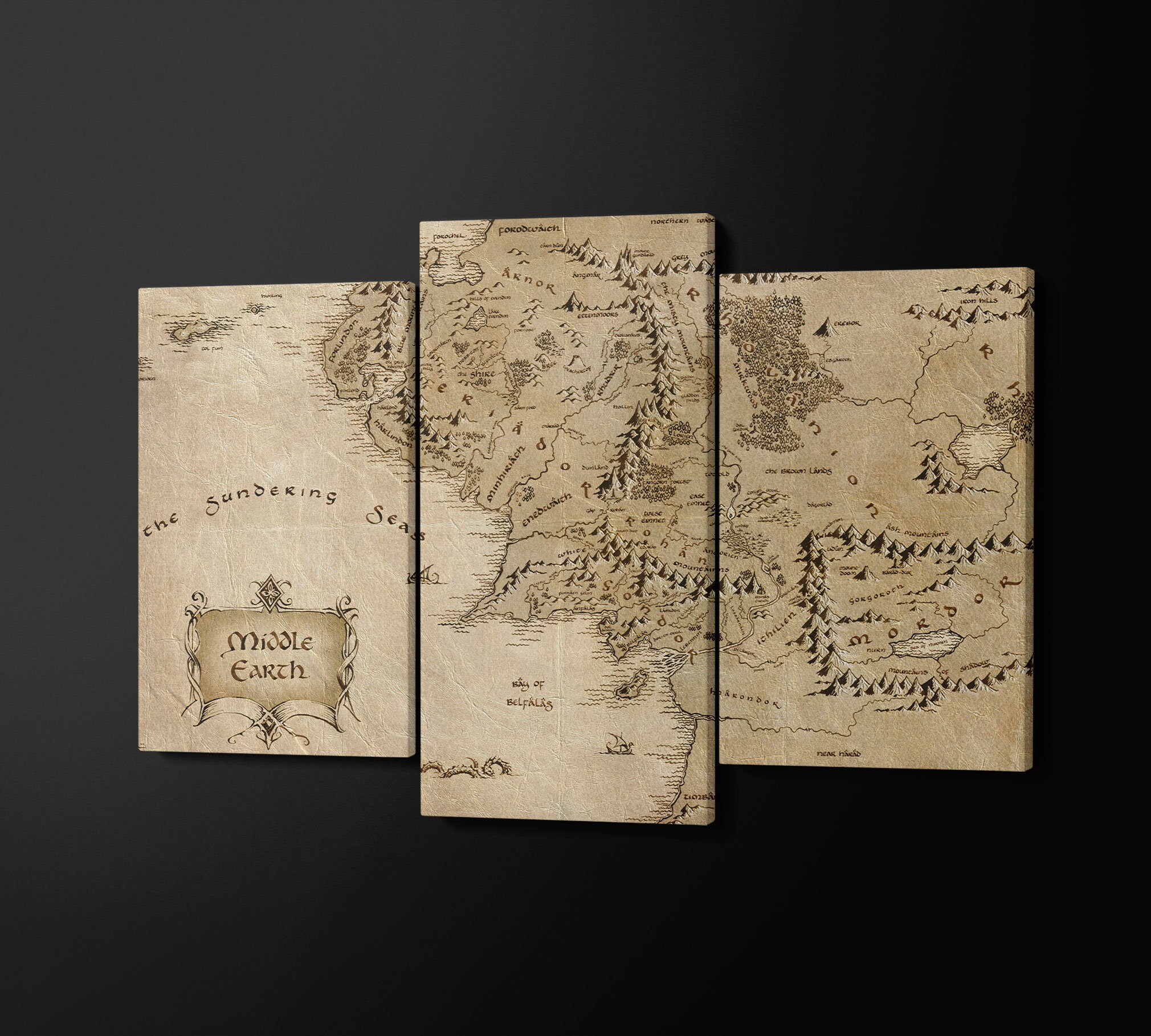 Medieval Map Print Lotr Print the Fellowship of the Rings - Etsy