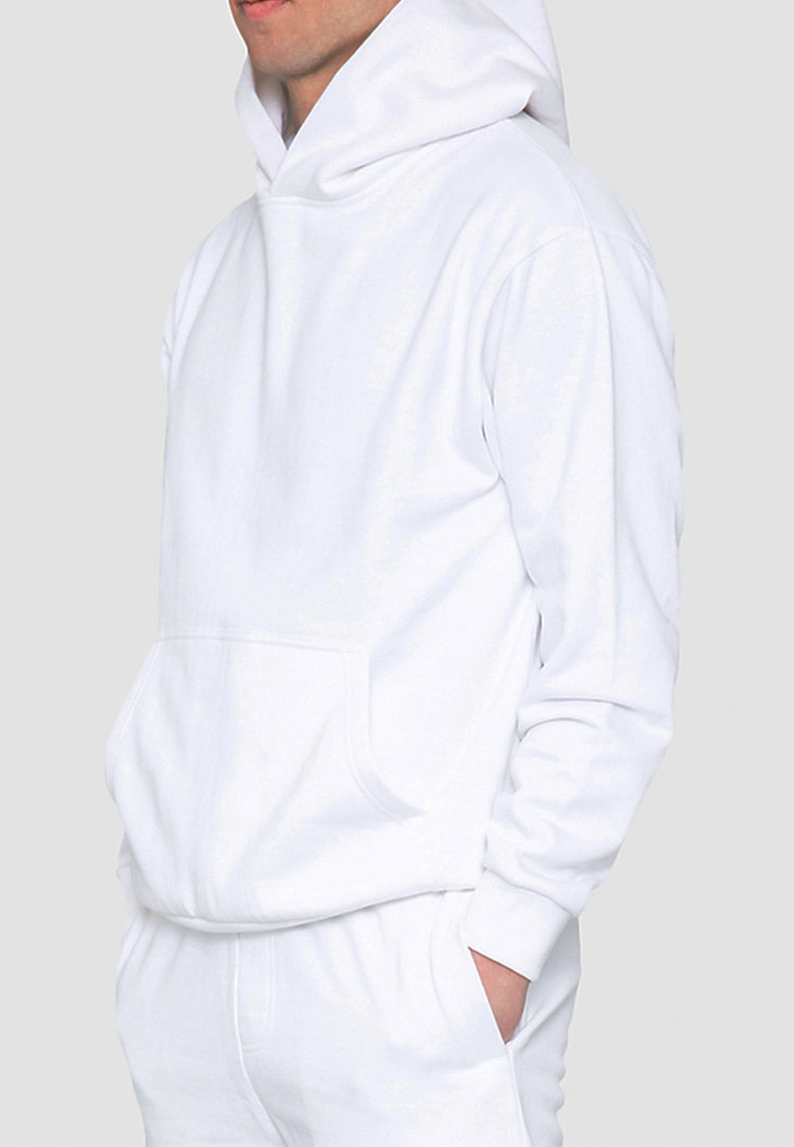 Blank White Urban Hoodie Sweatshirt Loose Fit With No Drawstring Hoodie ...
