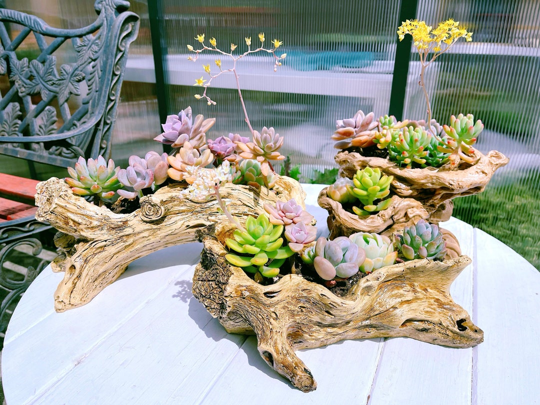 Faux Driftwood Planter Sculpture Multilayer Log Planter - Etsy