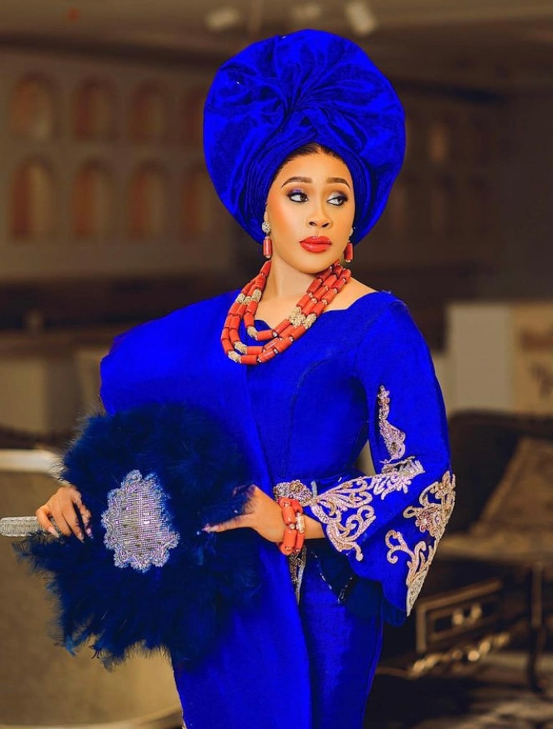 Royal Blue Asooke Dress. Womens Clothing. Gele and Ipele. - Etsy