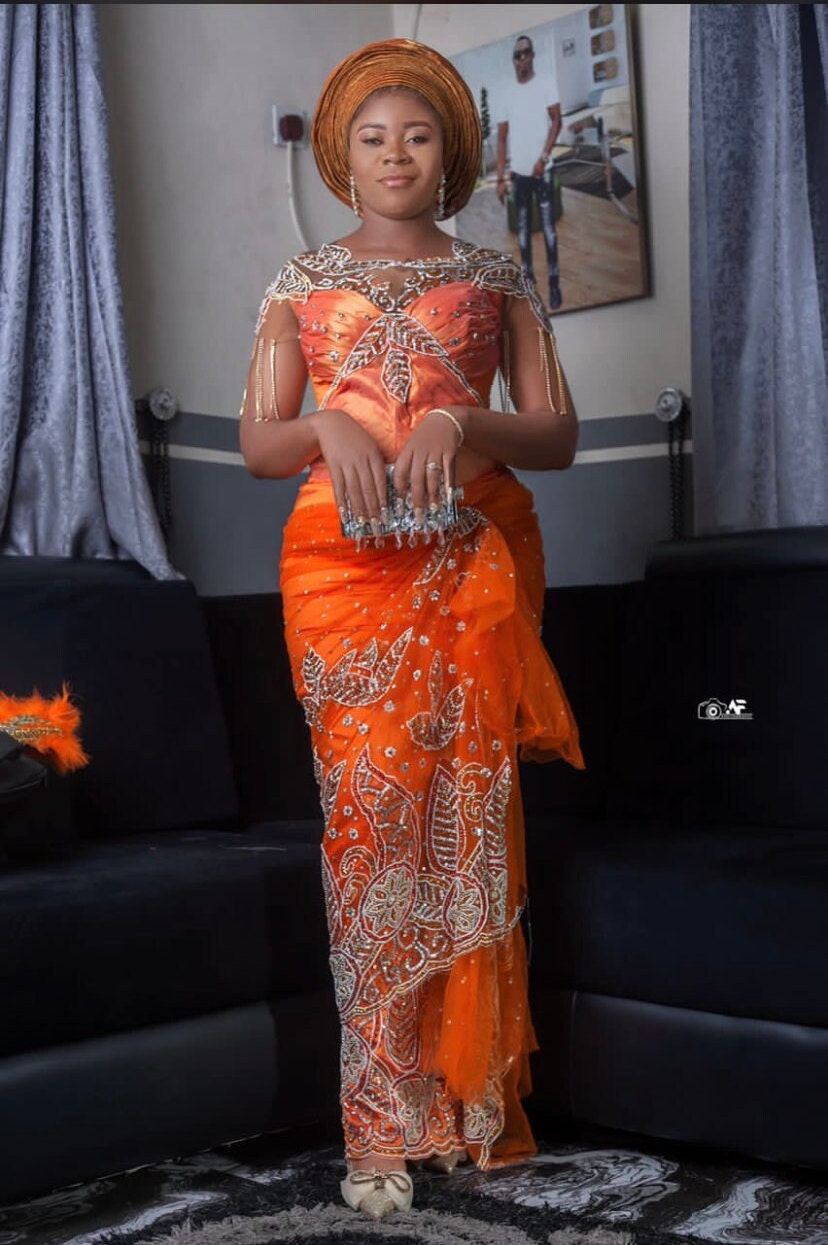Orange George Igbo Bride Nigerian Bride African Fabric - Etsy