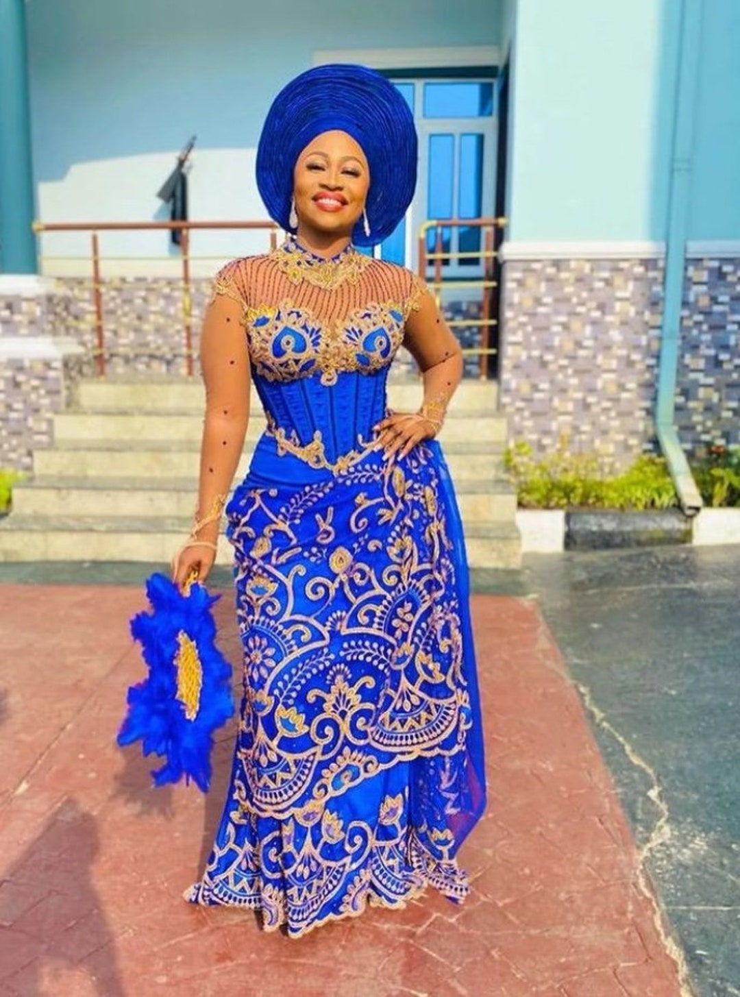 Royal Blue George Dress. Igbo African Nigerian Traditional - Etsy