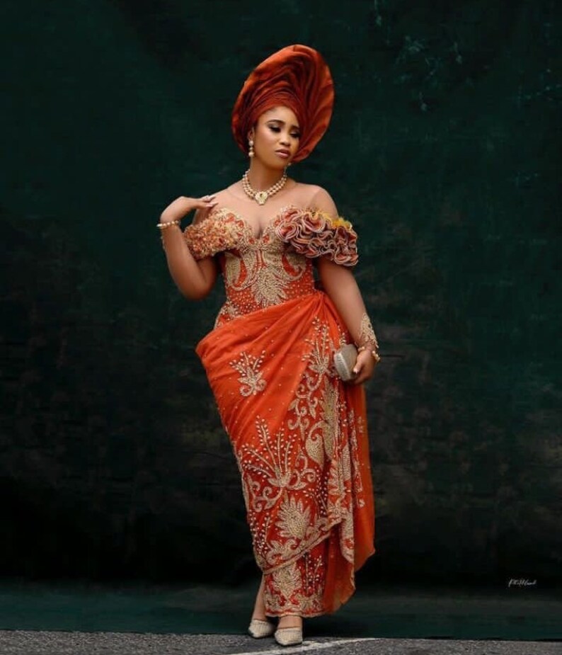 Burnt Orange Warp Dress Off Shoulder Dress Womens Clothing Igbo