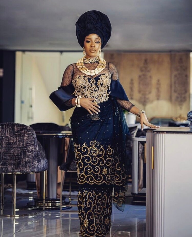 Navy Blue George. Igbo Bride. African Nigerian Traditional - Etsy