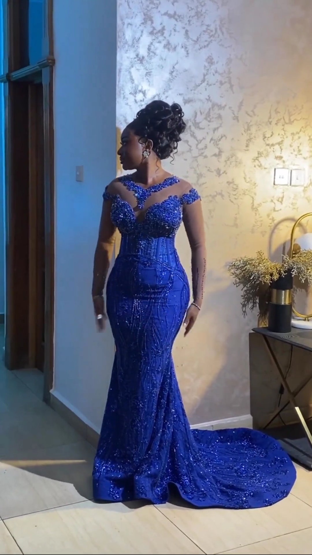 Royal Blue Dinner Dress. Reception Dress. Wedding Dress. African Wax ...