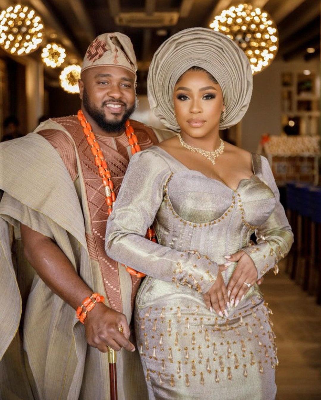Couple Set, Champagne Gold Agbada Mens Suit, African Womens, Autogele ...