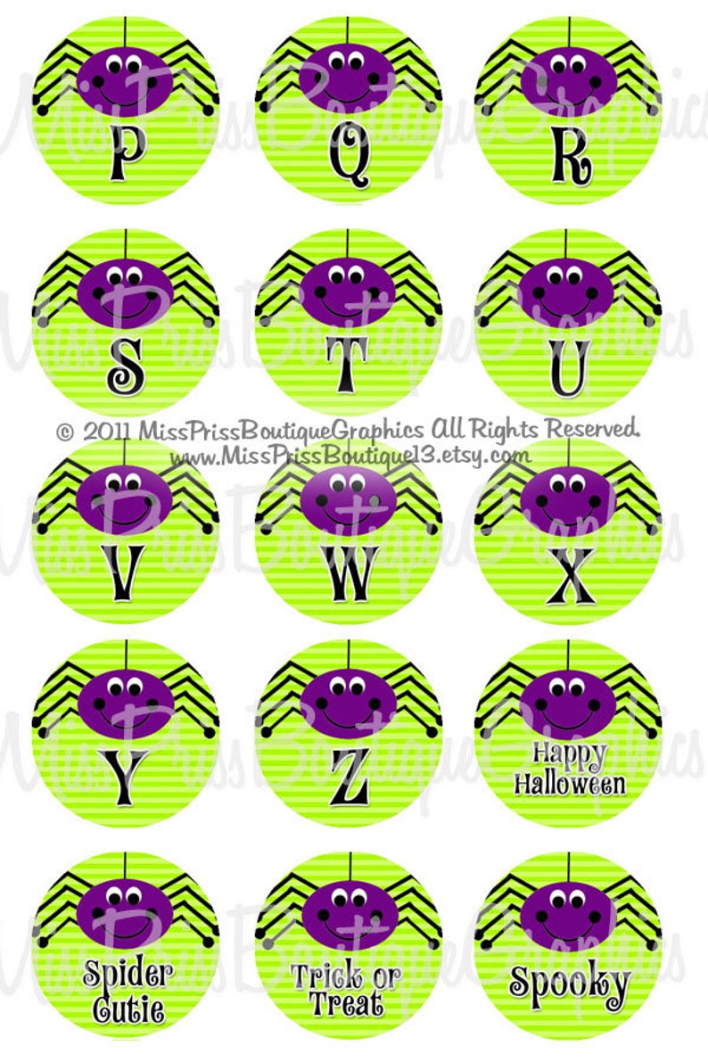 4x6 - A-Z - Halloween Spider Alphabets - Instant Download - One Inch ...