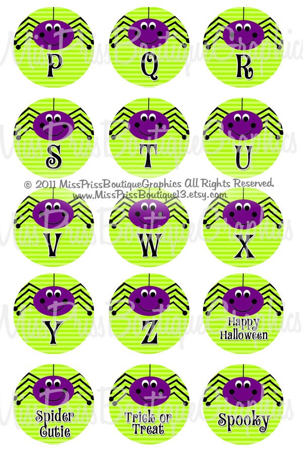 4x6 - A-Z - Halloween Spider Alphabets - Instant Download - One Inch ...