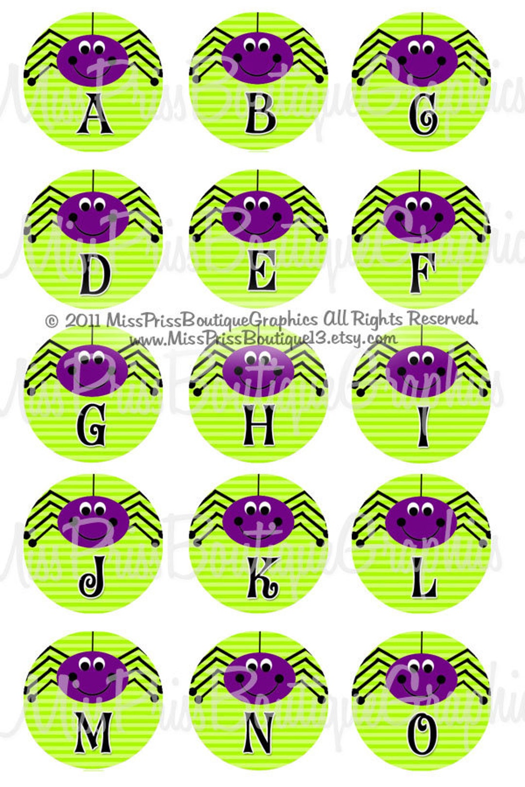 4x6 - A-Z - Halloween Spider Alphabets - Instant Download - One Inch ...
