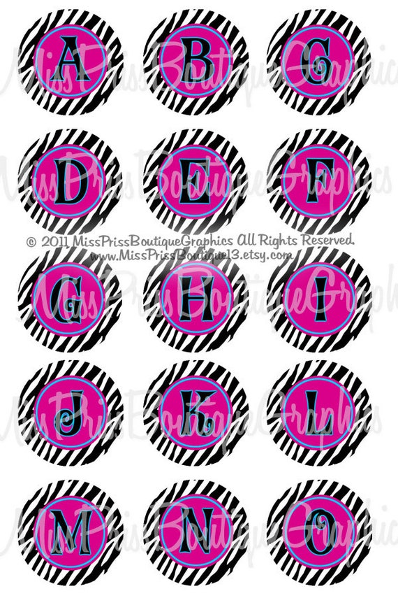 4x6 A-Z Hot Pink Zebra Alphabets Instant Download One | Etsy