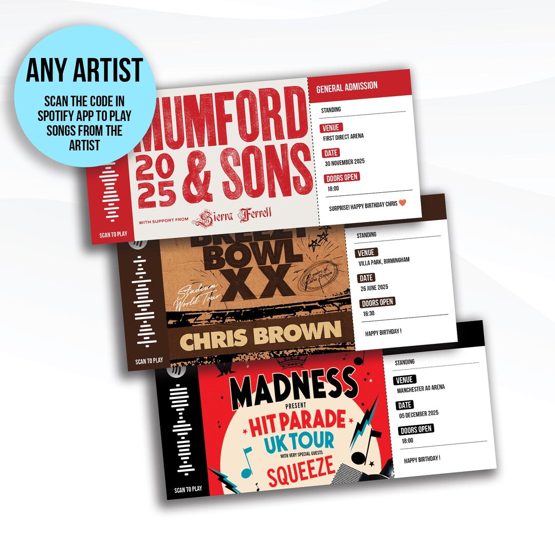 Personalised Concert Ticket | Gift Ticket | Festival Ticket | Surprise ...