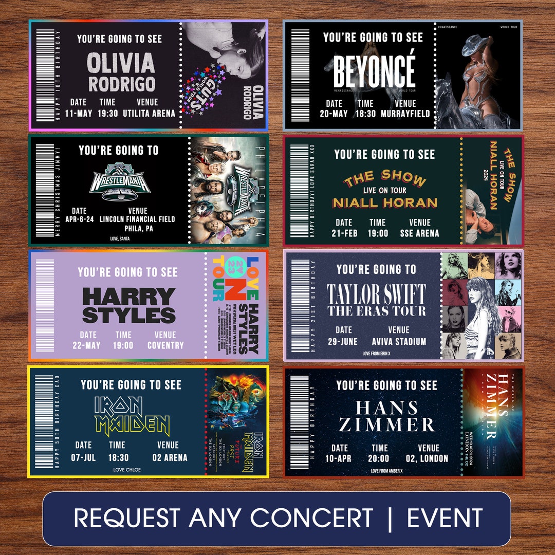 Personalised Concert Ticket Gig Ticket Festival Ticket Surprise Event ...