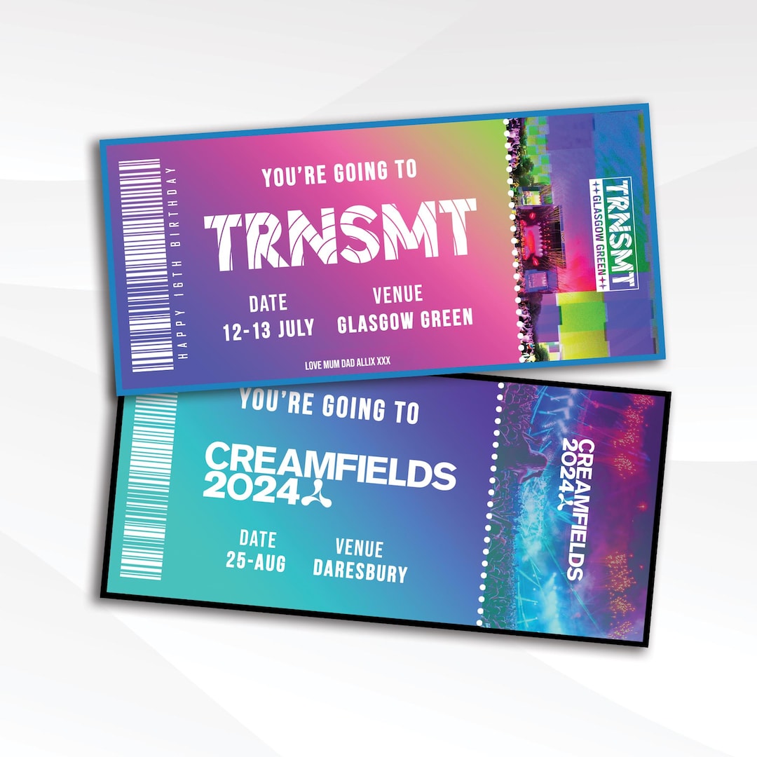 Personalised Concert Ticket Gig Ticket Festival Ticket Surprise Event ...