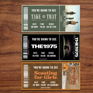Personalised Concert Ticket Gig Ticket Festival Ticket Surprise Event ...