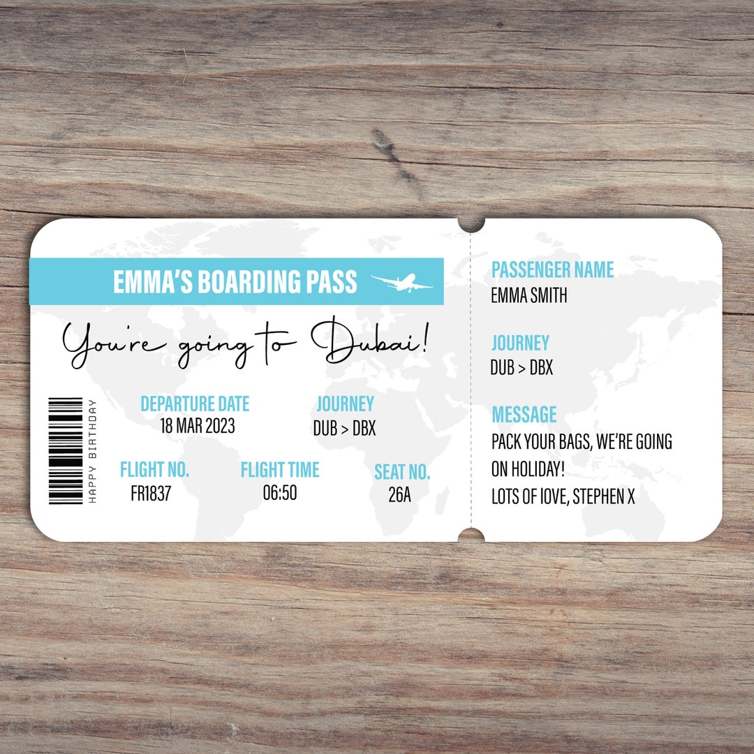 Personalised Boarding Pass | Personalised Flight Ticket | Gift Idea ...
