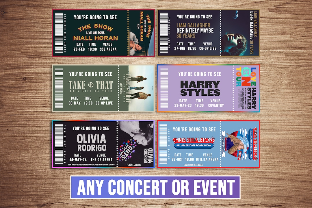 Personalised Concert Ticket Gig Ticket Festival Ticket Surprise Event ...