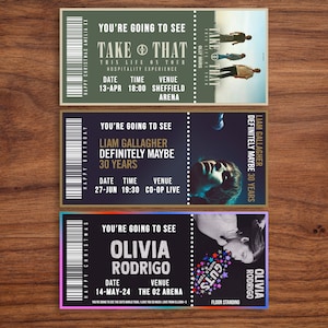 Personalised Concert Ticket Gig Ticket Festival Ticket Surprise Event ...