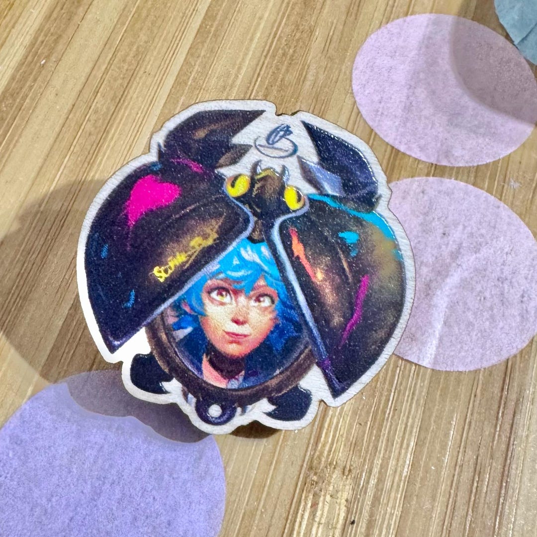 Isha Jinx Memorial Wood Pin, Arcane Inspired Fan Art, League of Legends ...