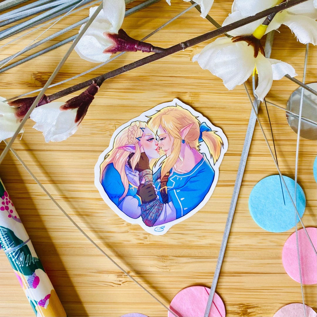 Link and Zelda Vinyl Sticker, Cute Legend of Zelda Art Decal, Nintendo ...