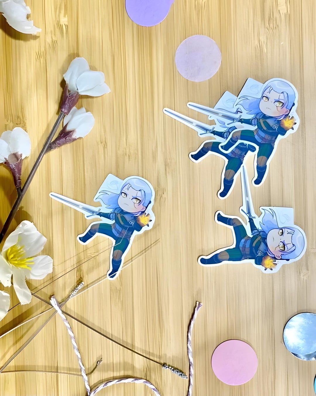 Geralt of Rivia and Wolf Vinyl Sticker, the Witcher Cute Fantasy Game ...