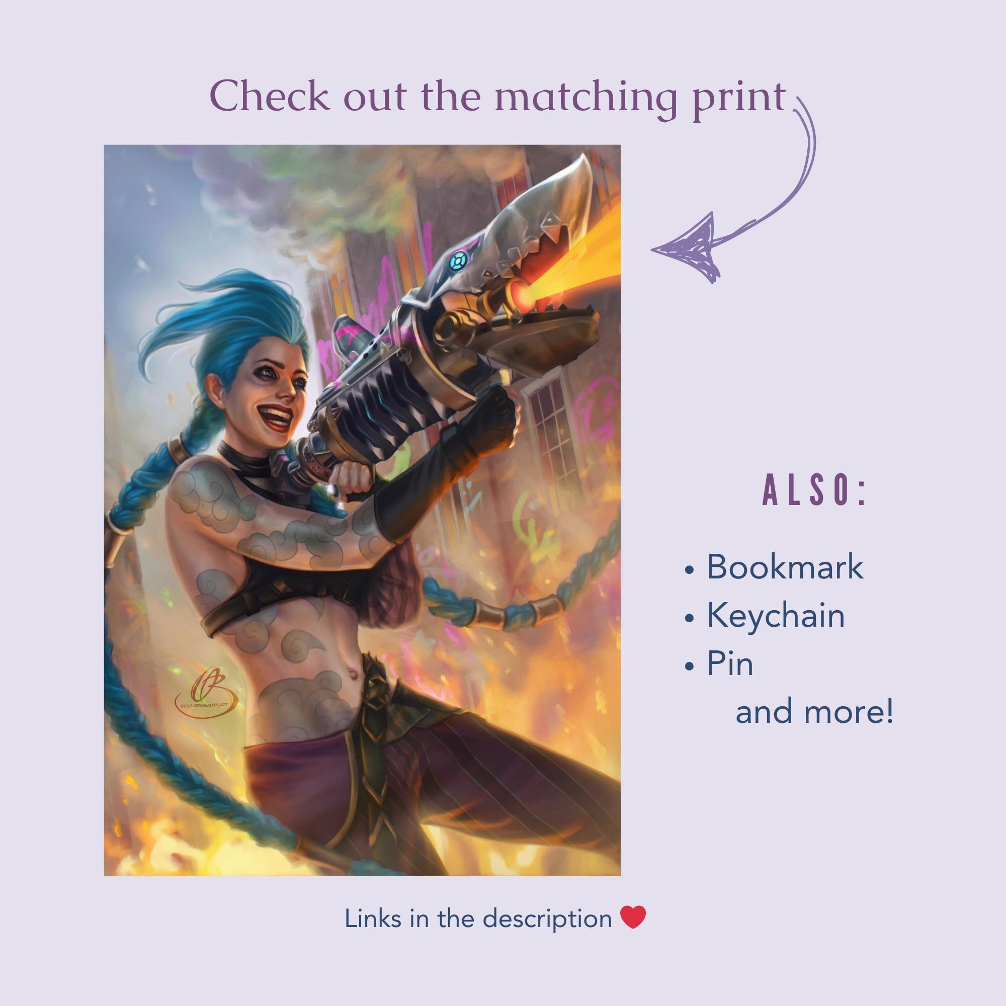 Jinx Bookmark, Arcane Inspired Fanart Merch, League of Legends Video ...