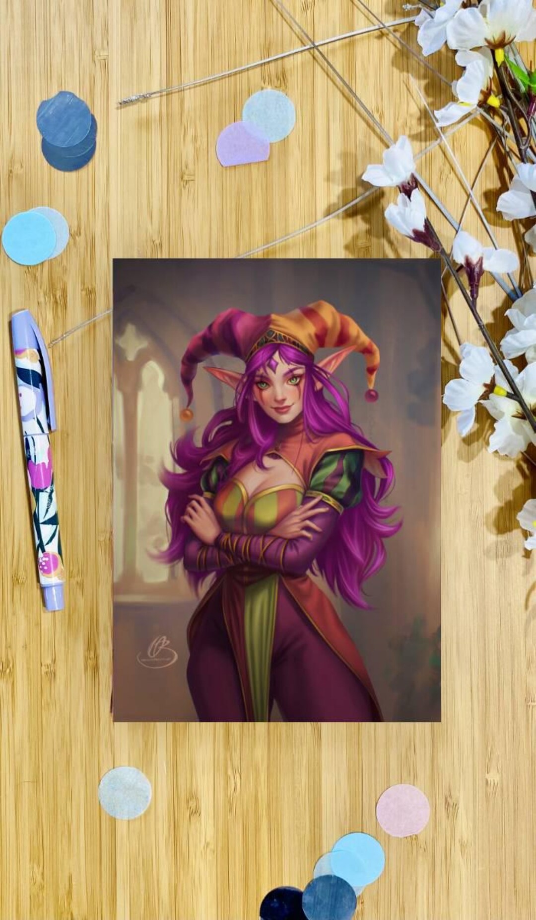 Jester Dnd Art Print Elf Bard Fantasy Illustration Unique Gift - Etsy