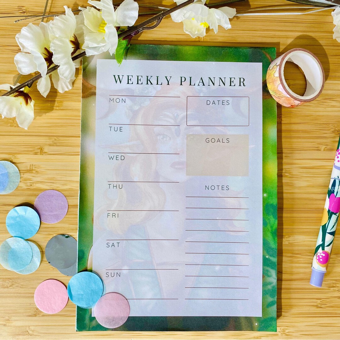 Handmade Undated Weekly Tear off Notepad Planner, Journaling Desk Pad ...