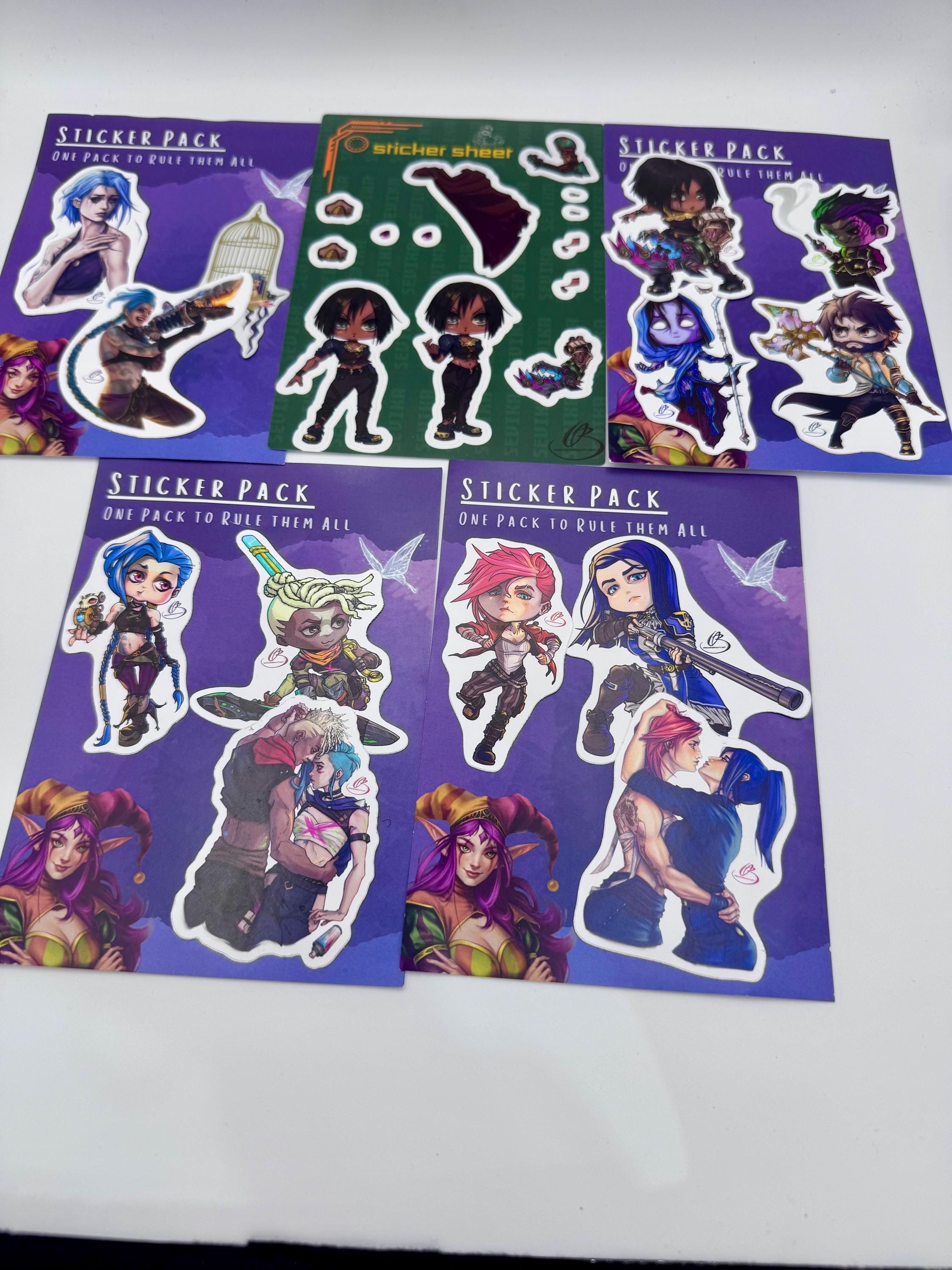 Arcane Chibi Sticker Set: Jinx, Vi, Ekko, Silco, Caitlyn, Jayce, Viktor ...
