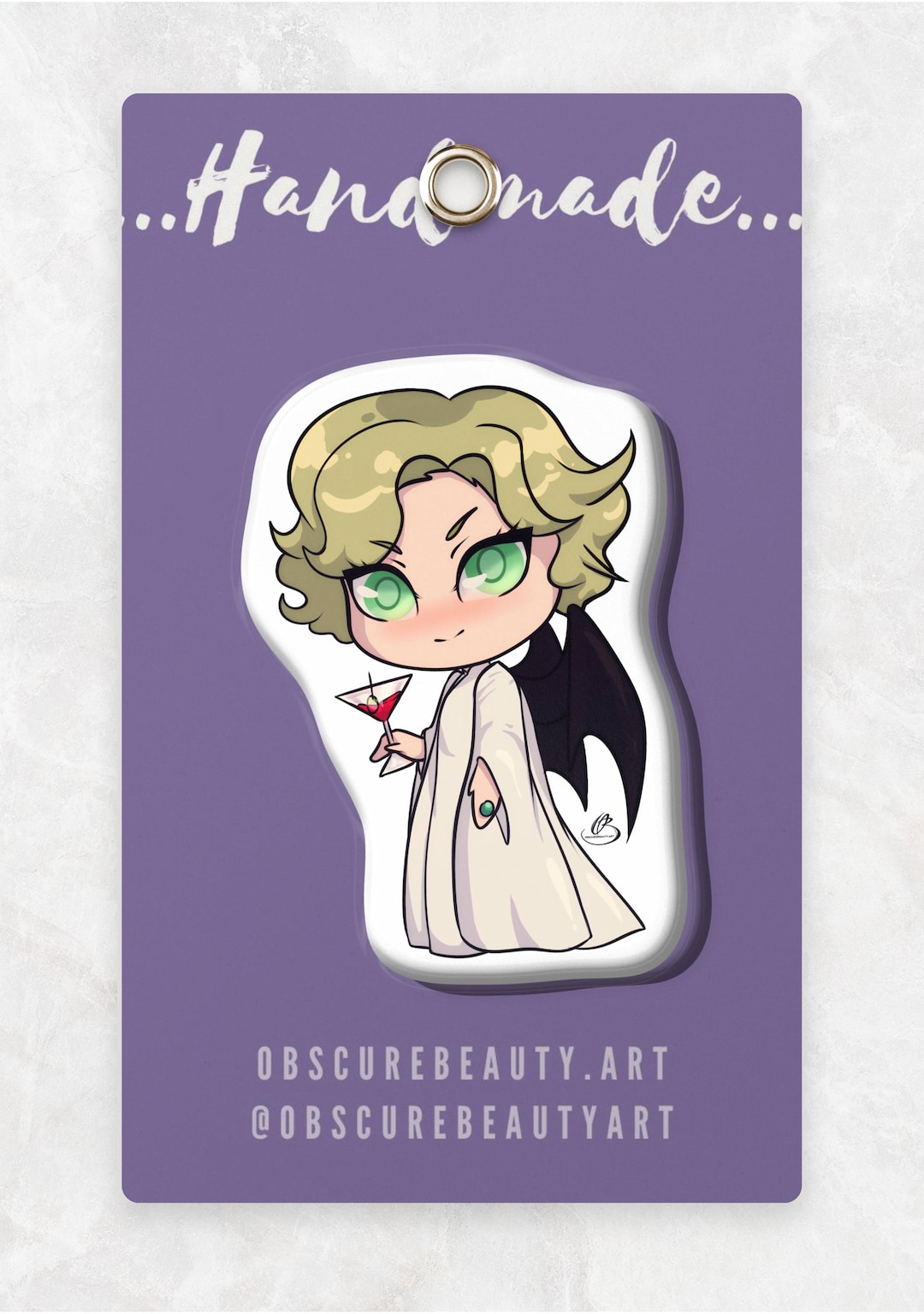 Lucifer the Sandman Fan Art Resin Pin, Chibi Fantasy Homemade Inspired ...