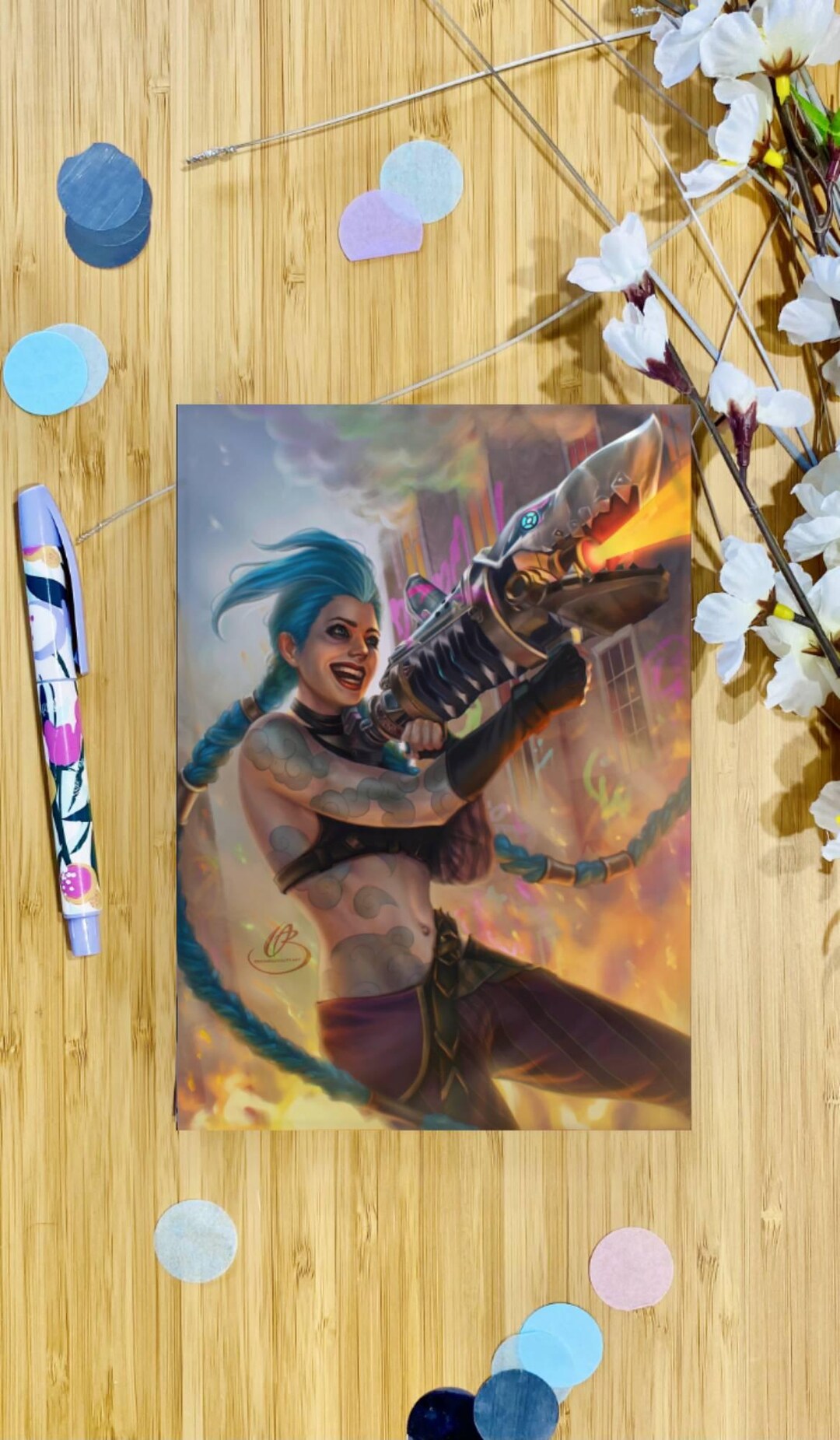 Jinx, Arcane A4 Holographic Fan Art Print, League of Legends Inspired ...