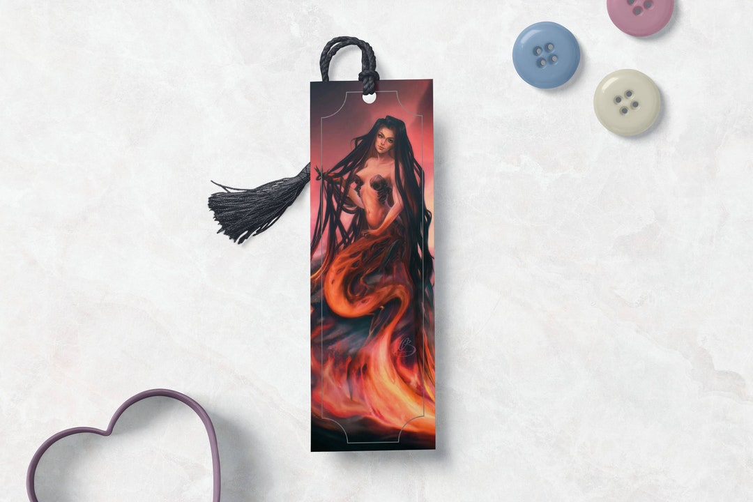 Lava Mermaid Bookmark Illustrated Bookmark Original Art Fantasy Goddess ...