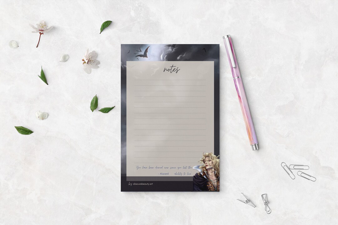 Alucard Castlevania Memo Pad, Vampire Fanart Notepad, Anime Stationery ...