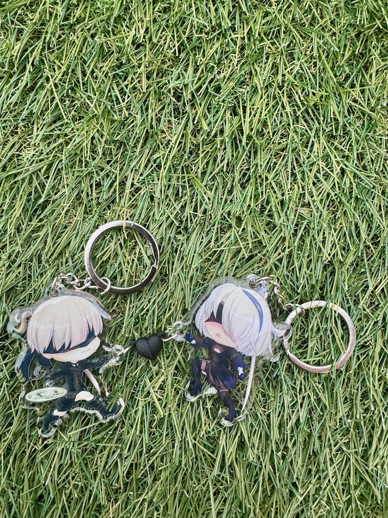 Nier Automata Charm, Chibi 2B & 9S Couple Keychain, Anime Acrylic Gamer ...
