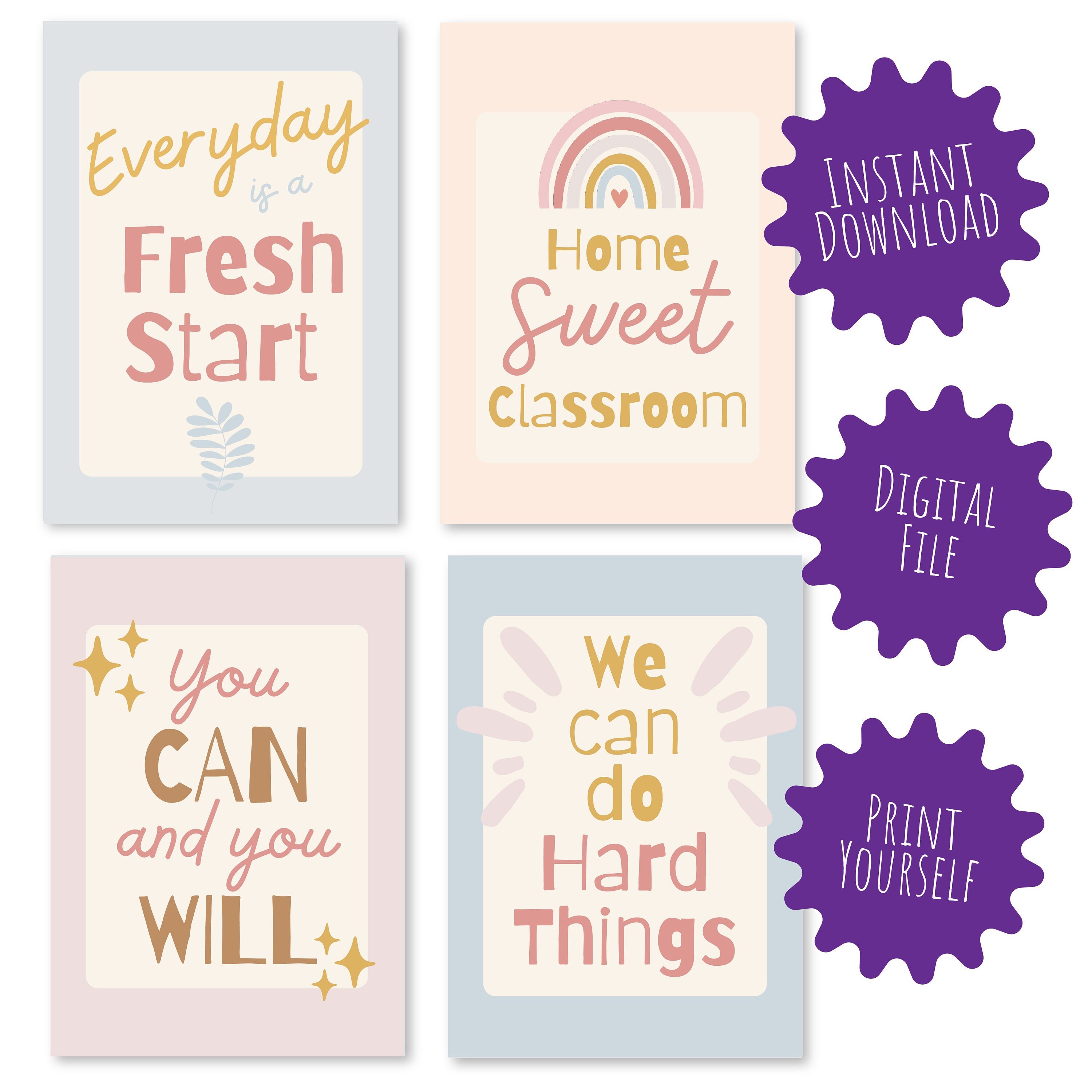 Growth Mindset Classroom Poster Bundle set of 4 - Etsy