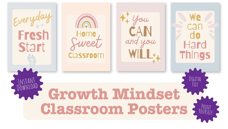 Growth Mindset Classroom Poster Bundle (set of 4) - Etsy