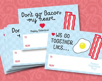 EDITABLE VALENTINE CARDS, Don't Go Bacon My Heart, Bacon, Egg ...