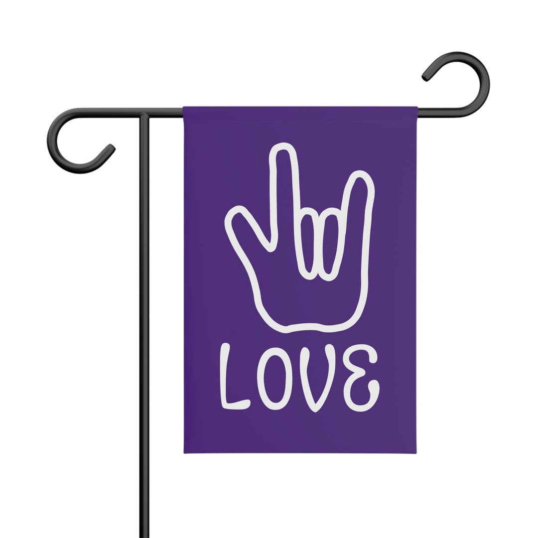 Love Sign Language Purple Garden Flag, Home Decor - Etsy