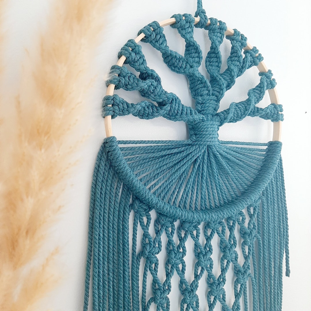 Tree of Life in Duck Blue Macramé, Wall Hanging, Boho Decoration - Etsy