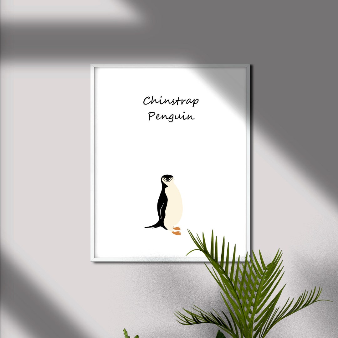 Chinstrap Penguin Print, Minimalist Printable Wall Art, Living Room Art ...