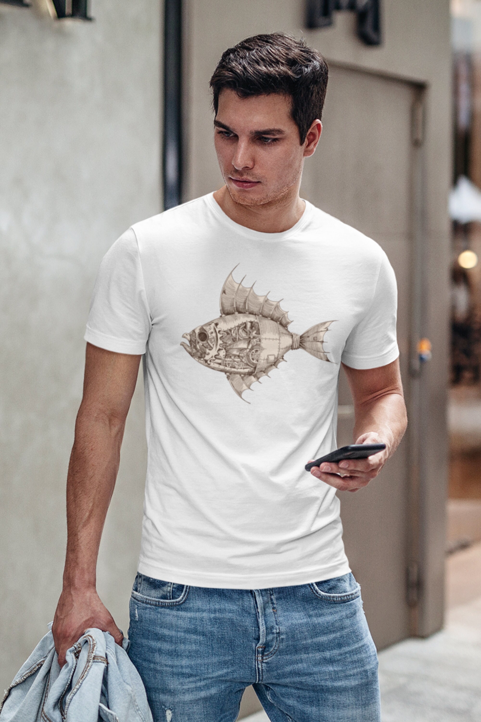 Gears Steampunk Clothing Fish Shirt Fisherman Gifts Steam Punk Fishing ...