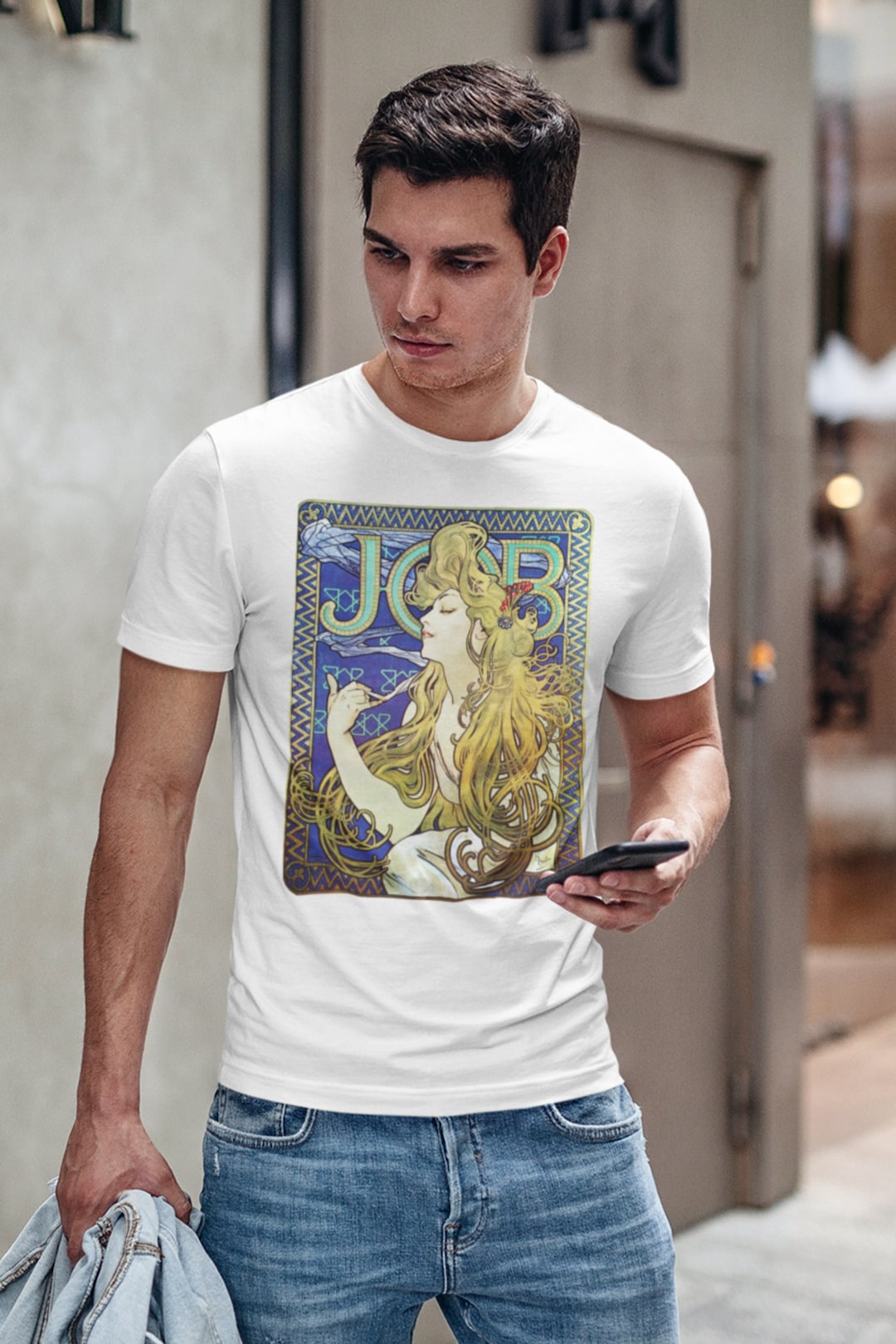 Alphonse Mucha Shirt Men Vintage Art Nouveau Shirt Gift Retro Poster ...