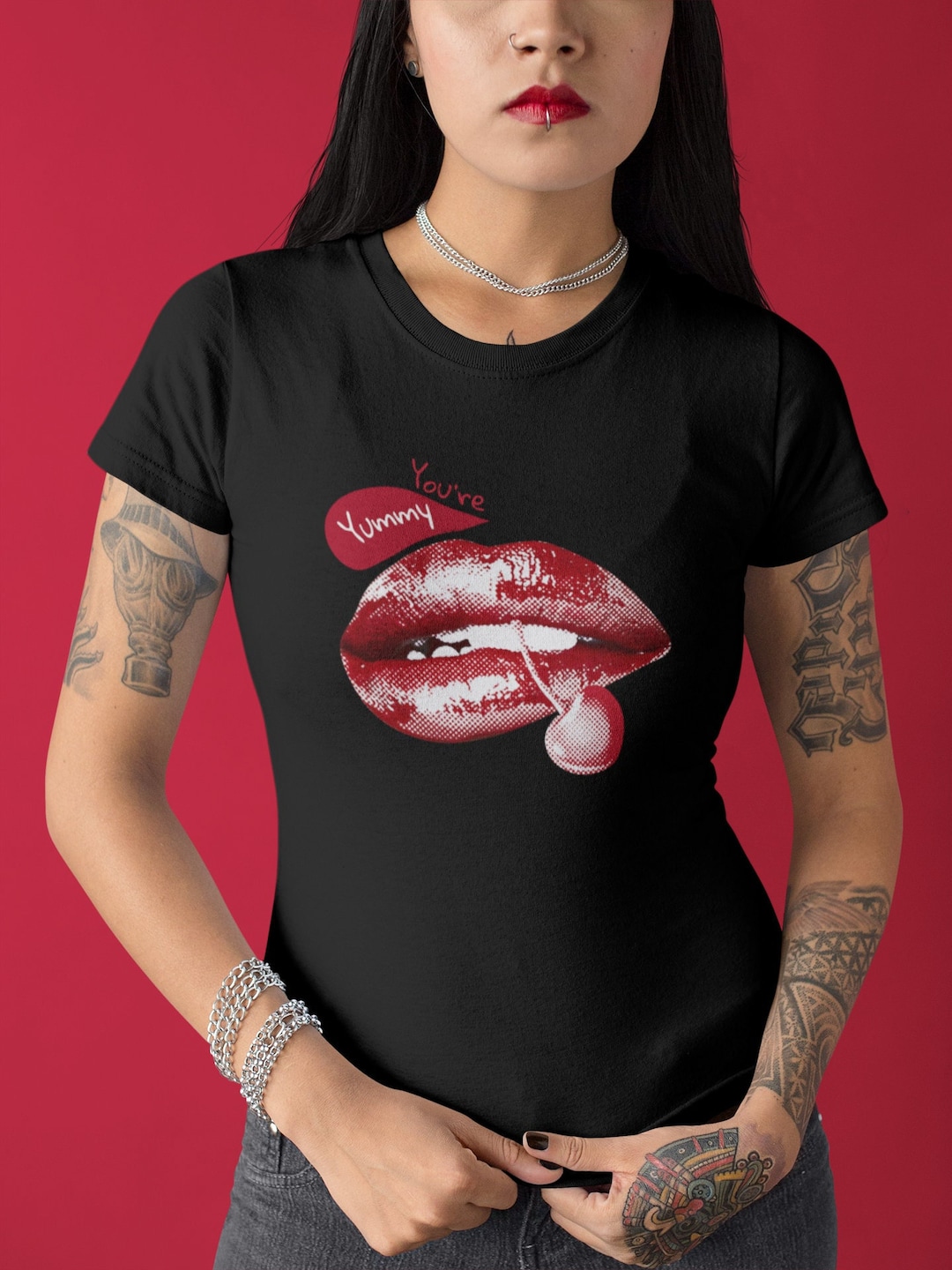Coquette Clothing Alt Clothes Women Lips and Cherry Shirt Indie Clothes ...