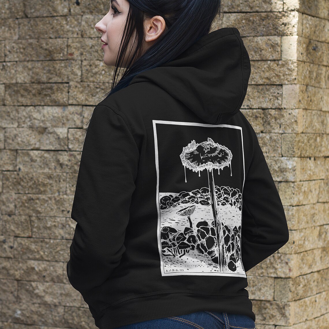 Goth Sweatshirt Mushroom Hoodie Dark Academia Clothing Art Nouveau ...