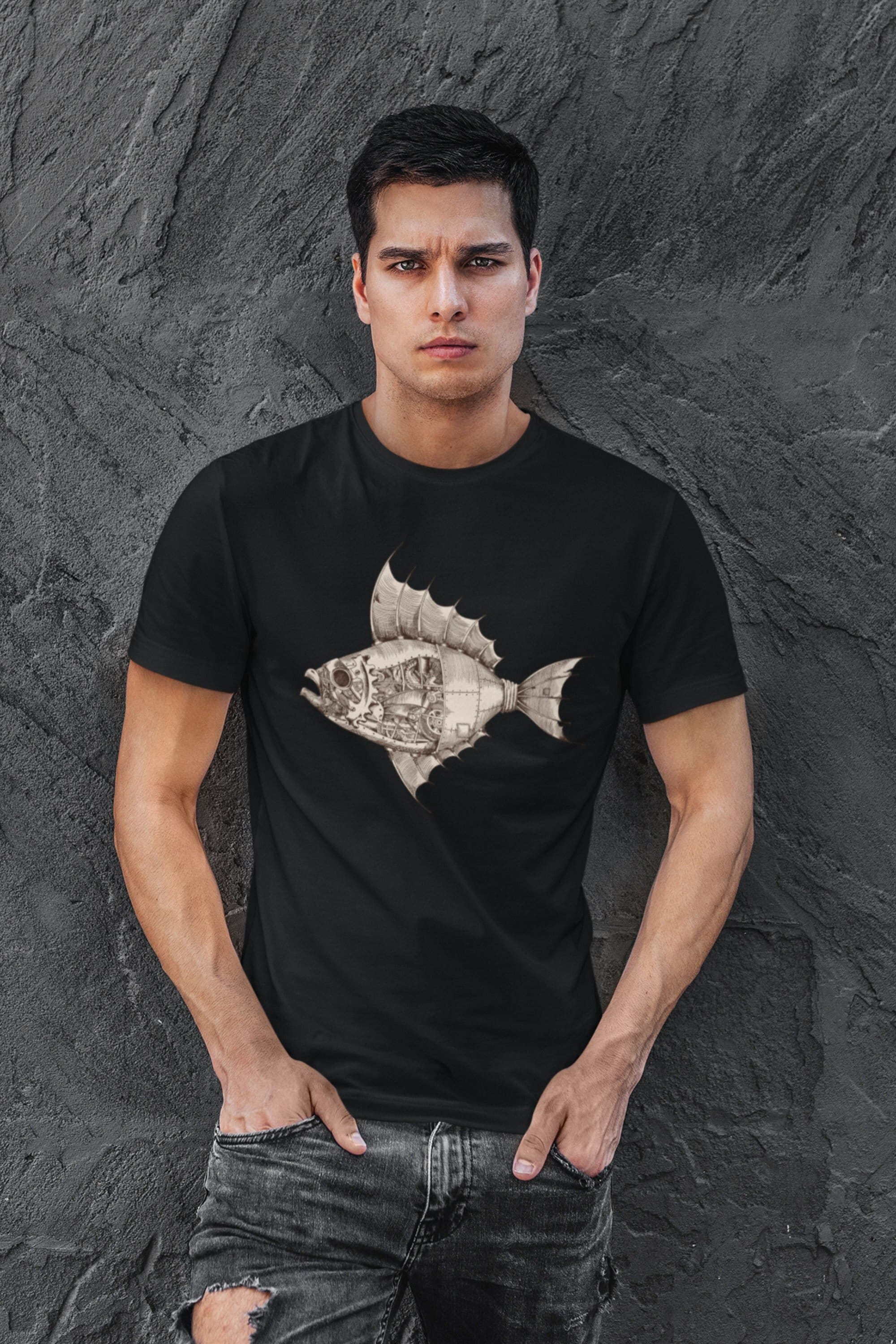 Gears Steampunk Clothing Fish Shirt Fisherman Gifts Steam Punk Fishing ...