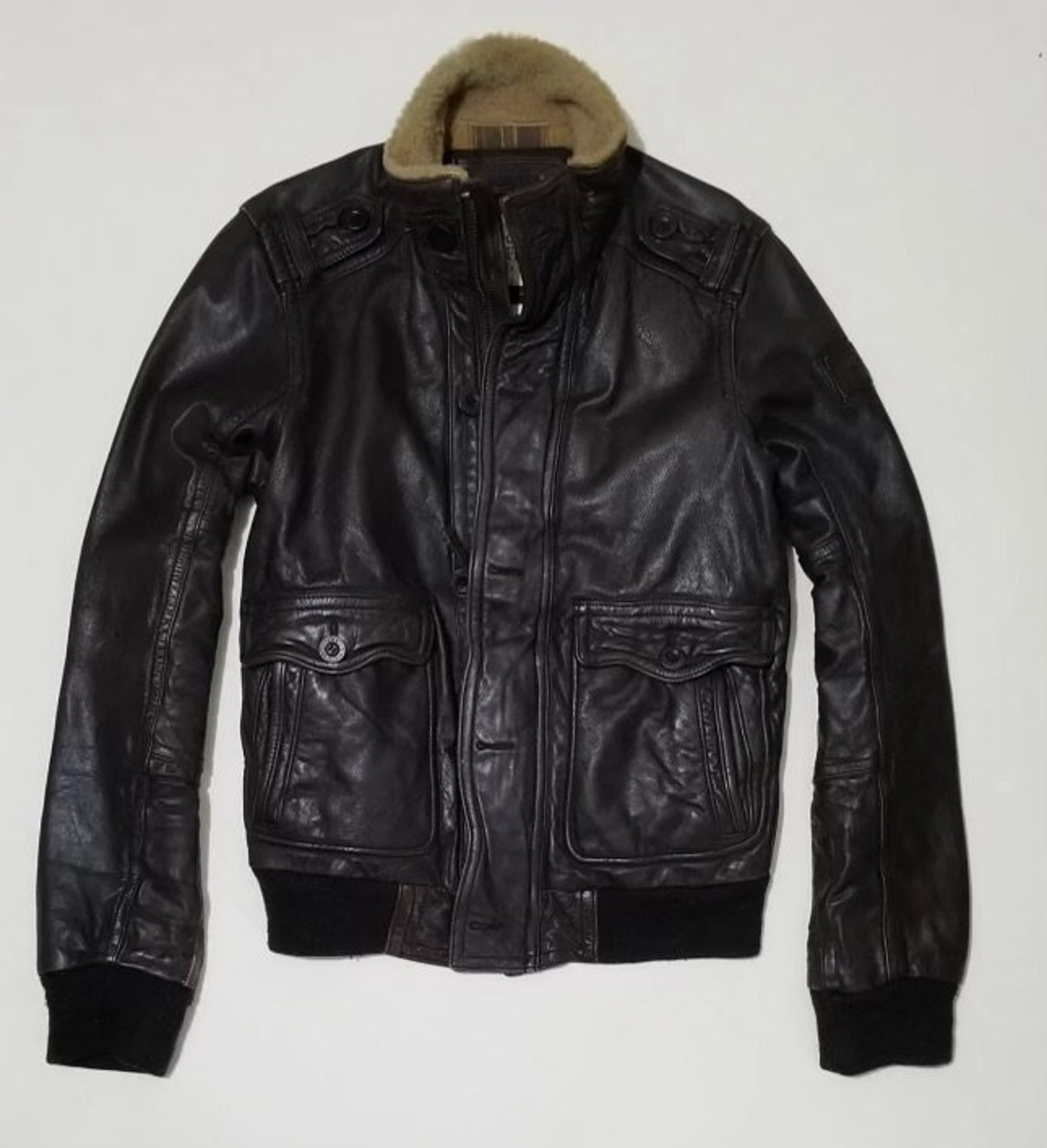 Vintage Abercrombie & Fitch Bomber Leather Jacket Size Large - Men’s ...