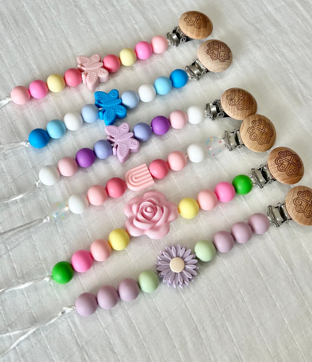 Colorful Pacifier Clip for Boys and Girls, Hmong Inspired Clip, Soft ...