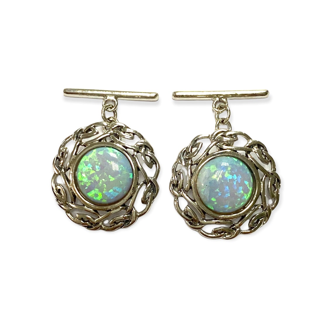 Celtic Style Light Blue Gilson Opal Love Knot Cufflinks 925 - Etsy
